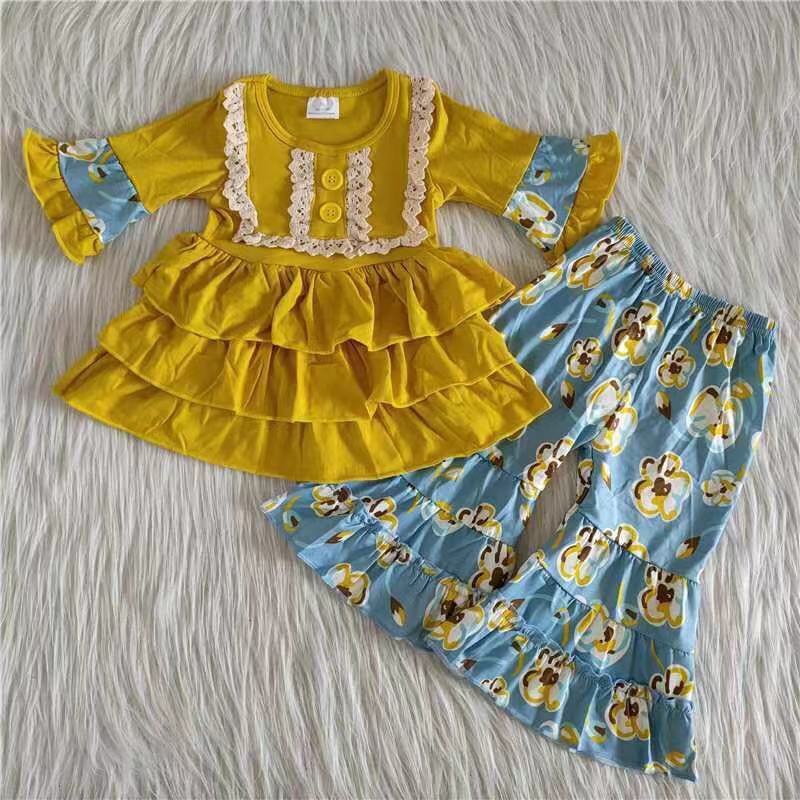Mustard ruffle cotton print bells set – MiniSoulBoutiqueClothing