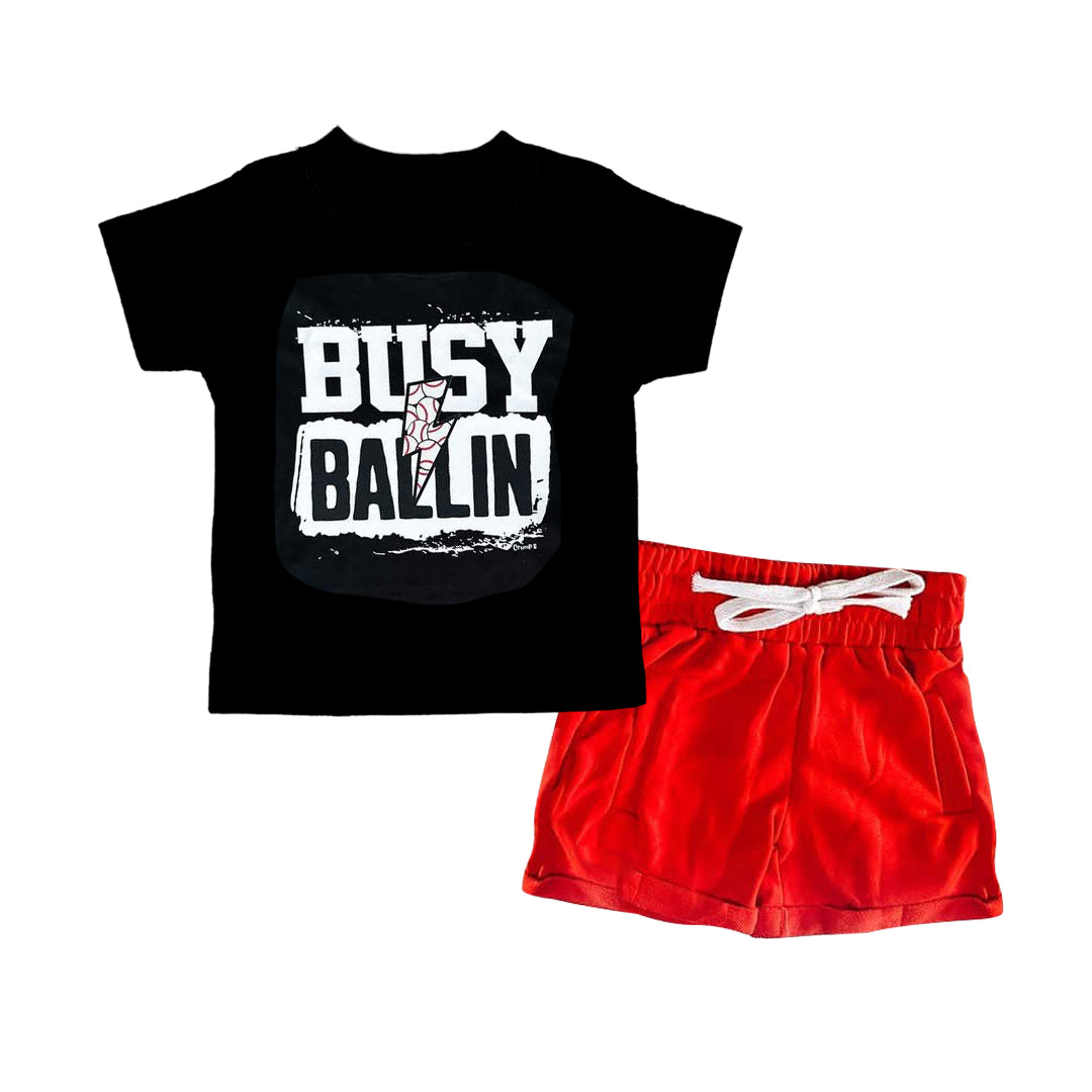 pre order busy ballin baseball shorts set summer boys clothes ...