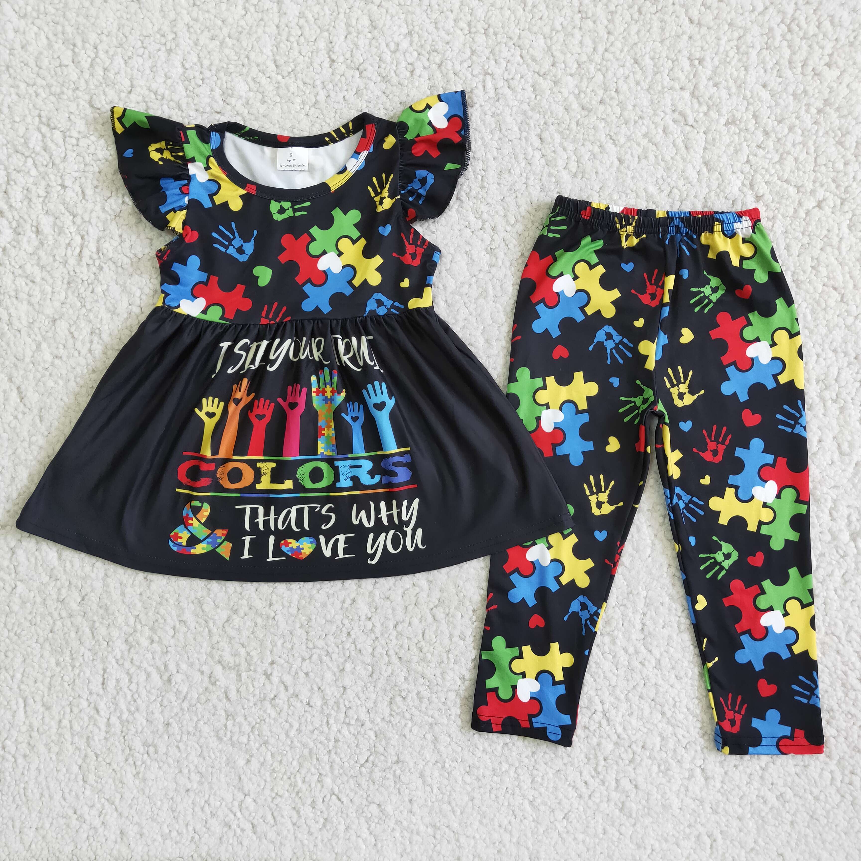 flutter sleeve autism legging set girls outfit – MiniSoulBoutiqueClothing