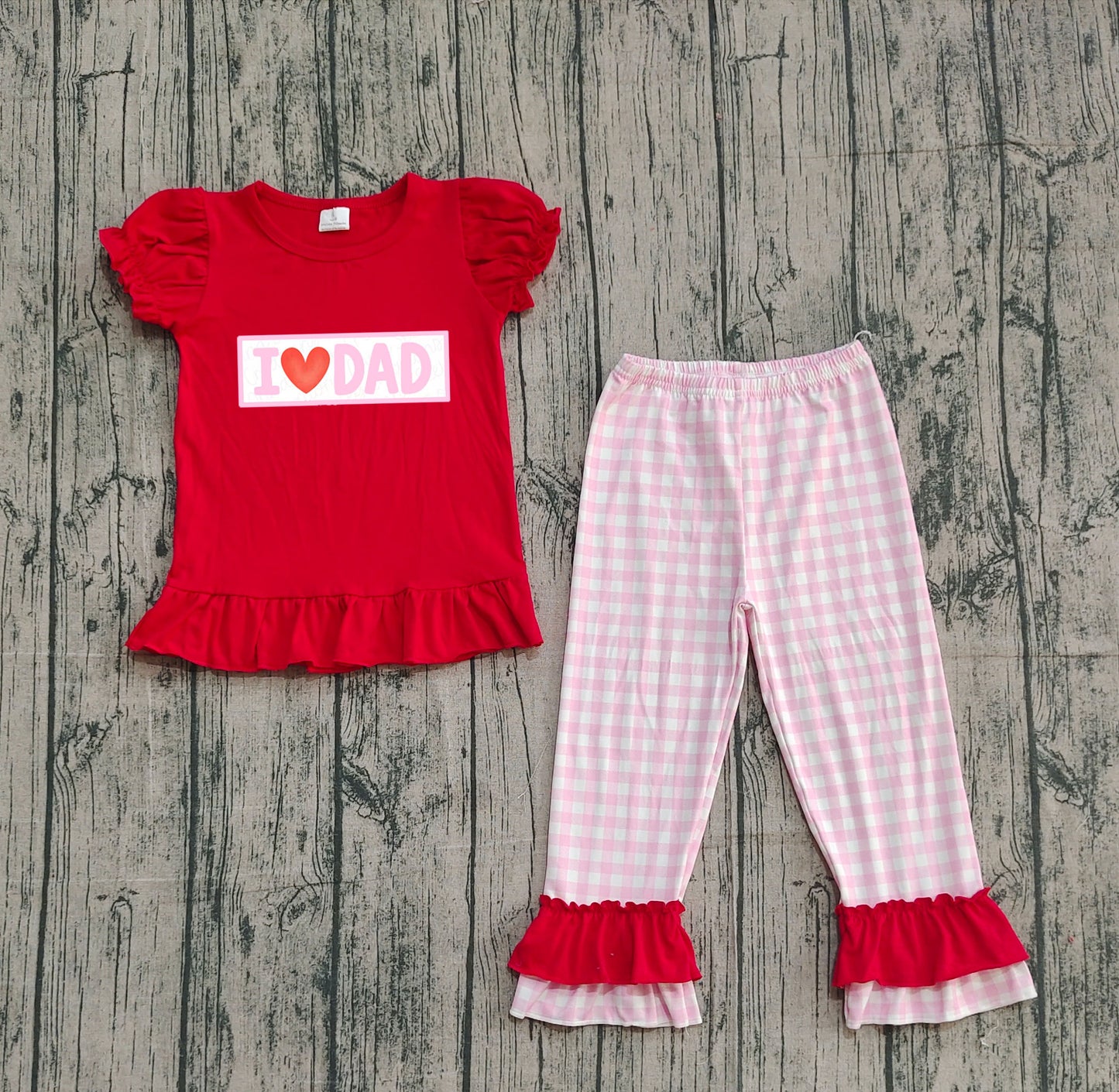 pre order i love dad pants outfit kids girl clothes (do embroidery ...