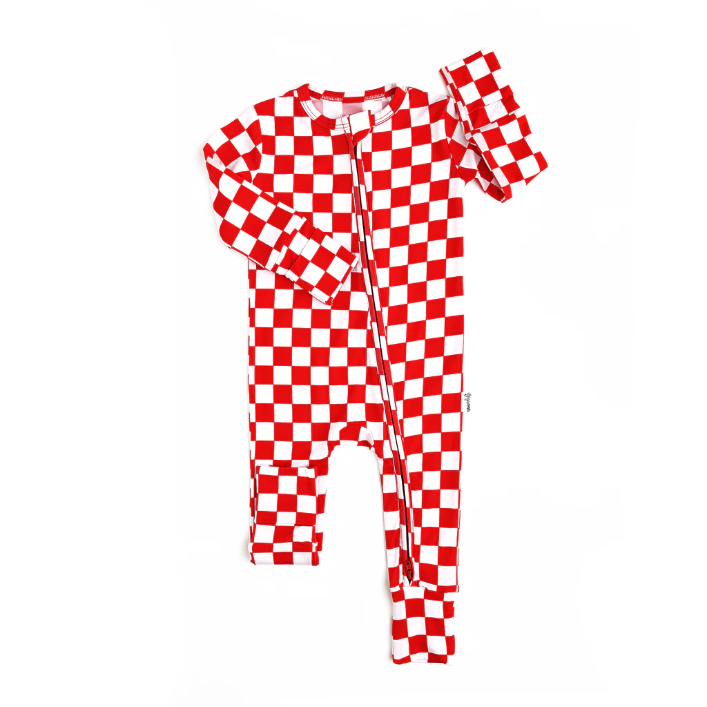 Pre order red checkered sleeper infant clothes – MiniSoulBoutiqueClothing